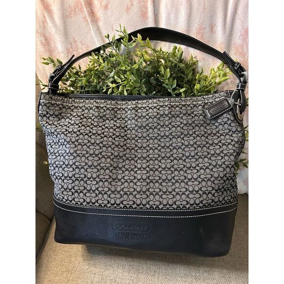 Coach | Bags | Vintage Coach Leatherware Black Signature Jacquard ...